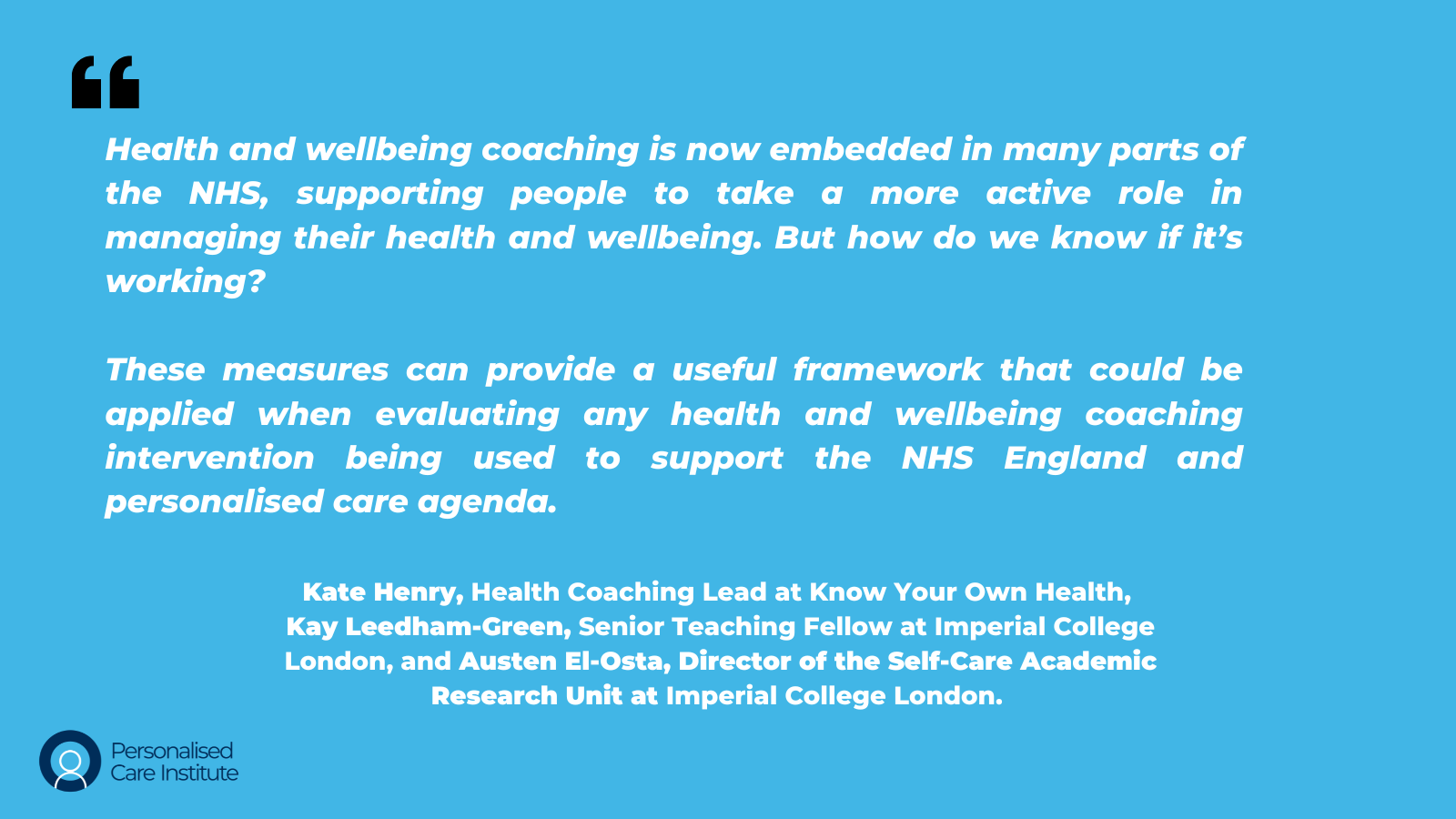 Evaluating health and wellbeing coaching interventions - Personalised Care Institute